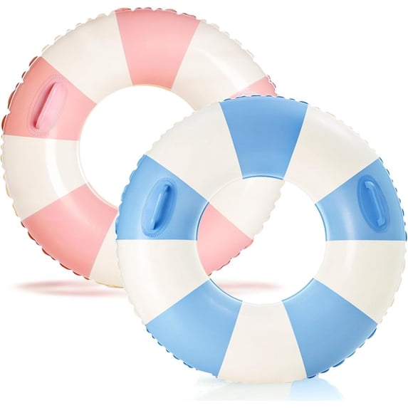 2PCS XL Fruit Pool Floats for Adult 47" Striped Swim Ring Pool Floaties ...