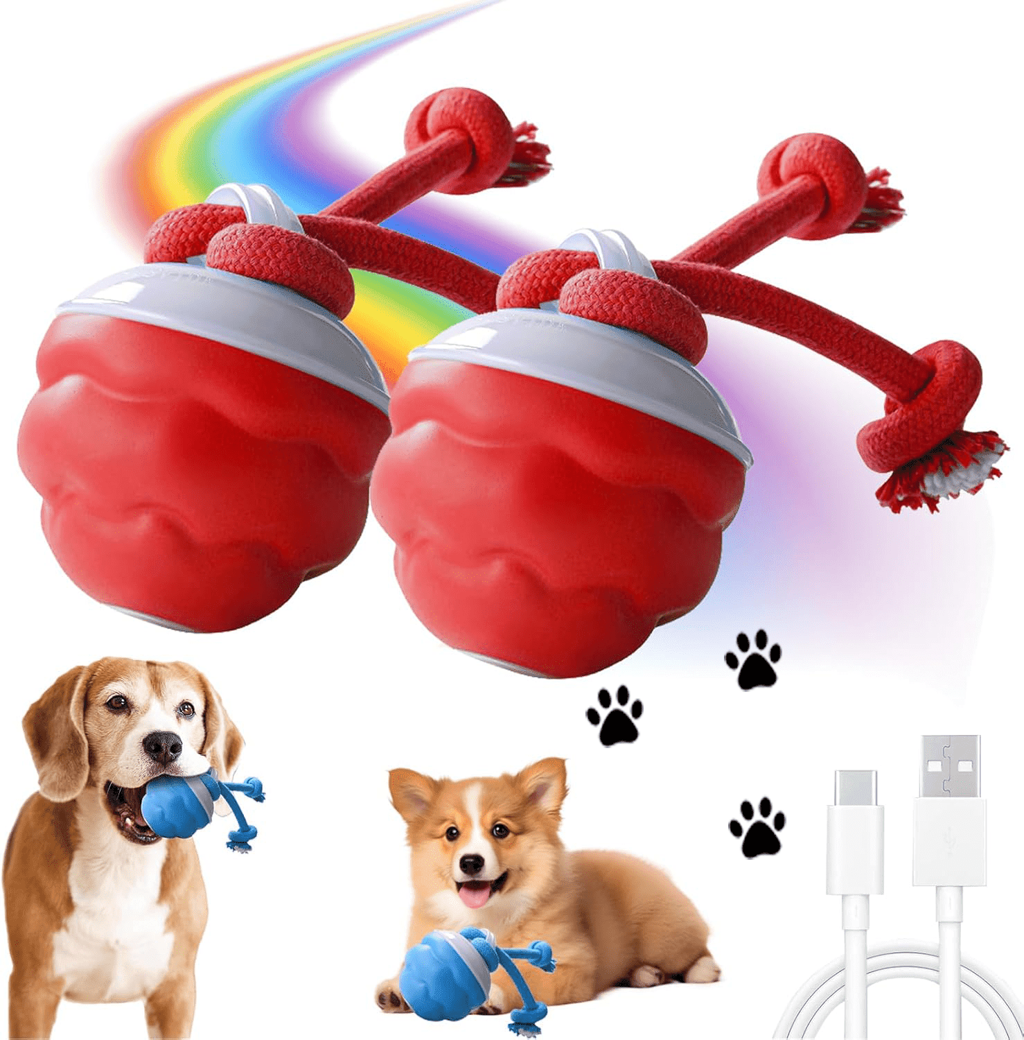2PCS Yobensun Dog Toy, 2025 New Automatic Interactive Dog Ball Toys for ...