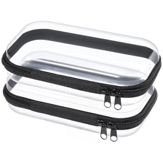 2PCS Zippered Hard Pouch Double,Portable Waterproof Cosmetic Bag with ...