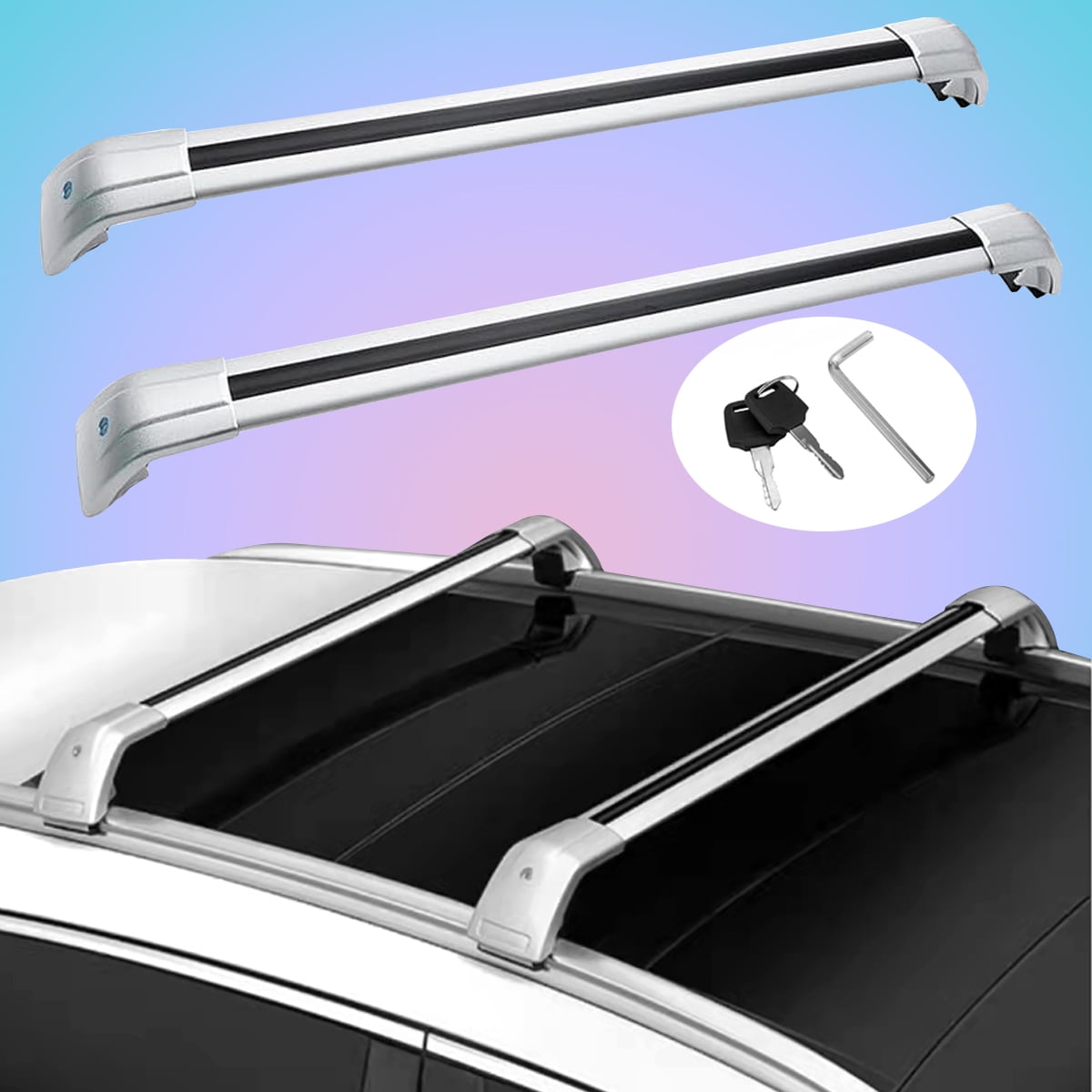 2PCS fit for Genesis GV70 2021-2024 Lockable Roof Rail Rack Crossbars ...