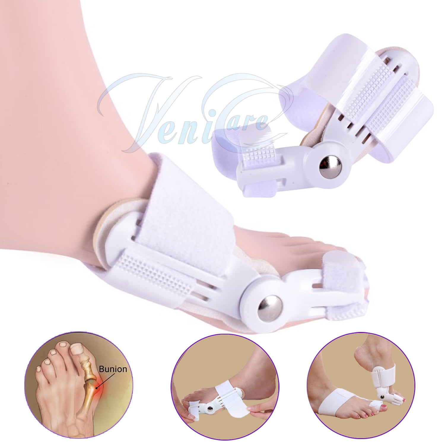 2PCS/pair VeniCare Bunions Pain Relief Cushion Corrector Splint Big Toe ...