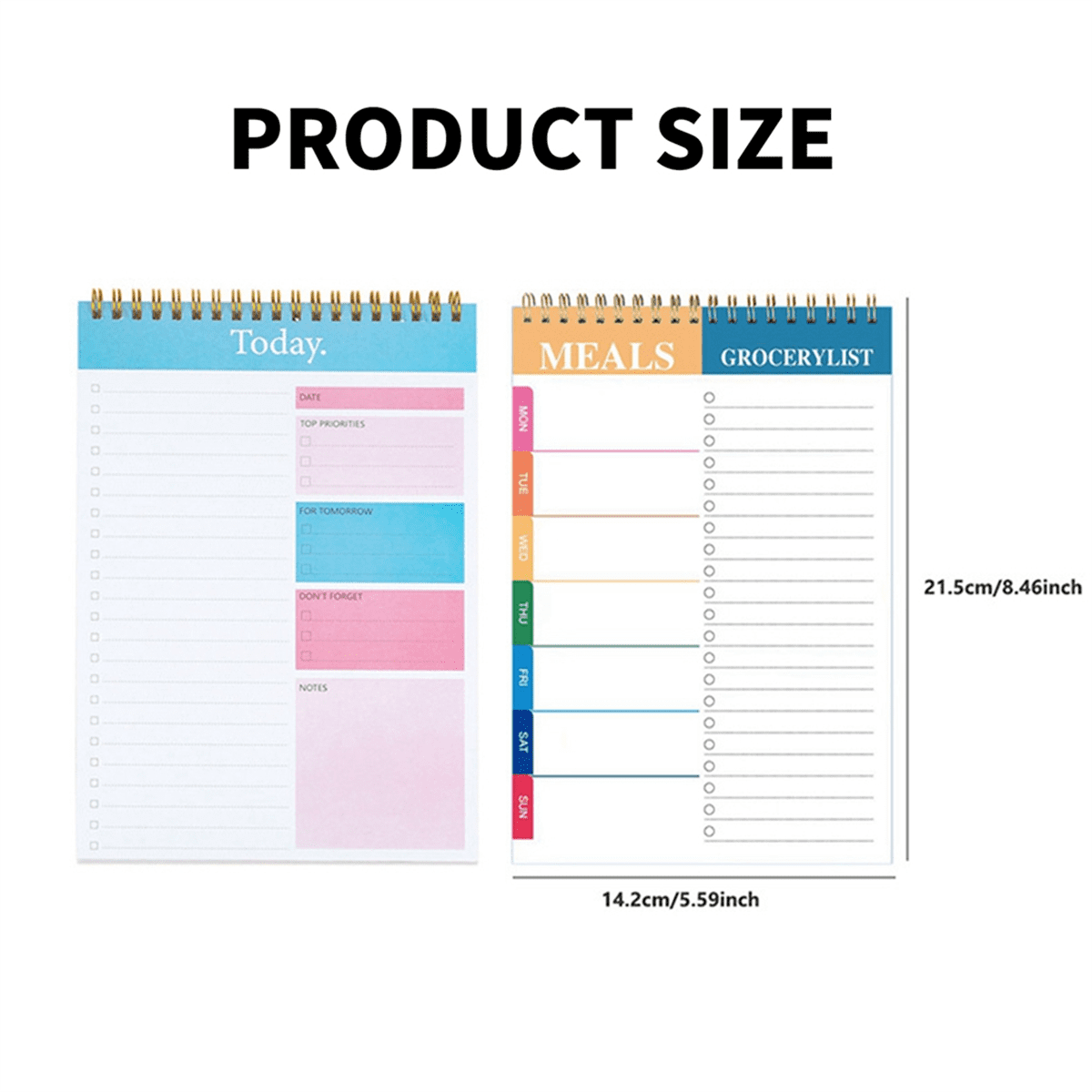 2PCS to Do List Notepad Planner Notebook,5.6 x 8.5Inch Weekly Daily ...