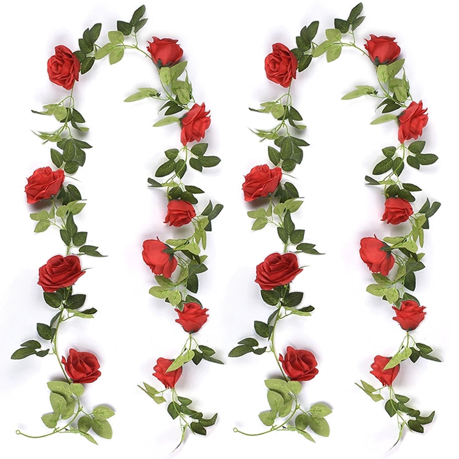 2PCSx7.54 Ft Flower Garland Artificial Silk Rose Vine,Fake with Green ...