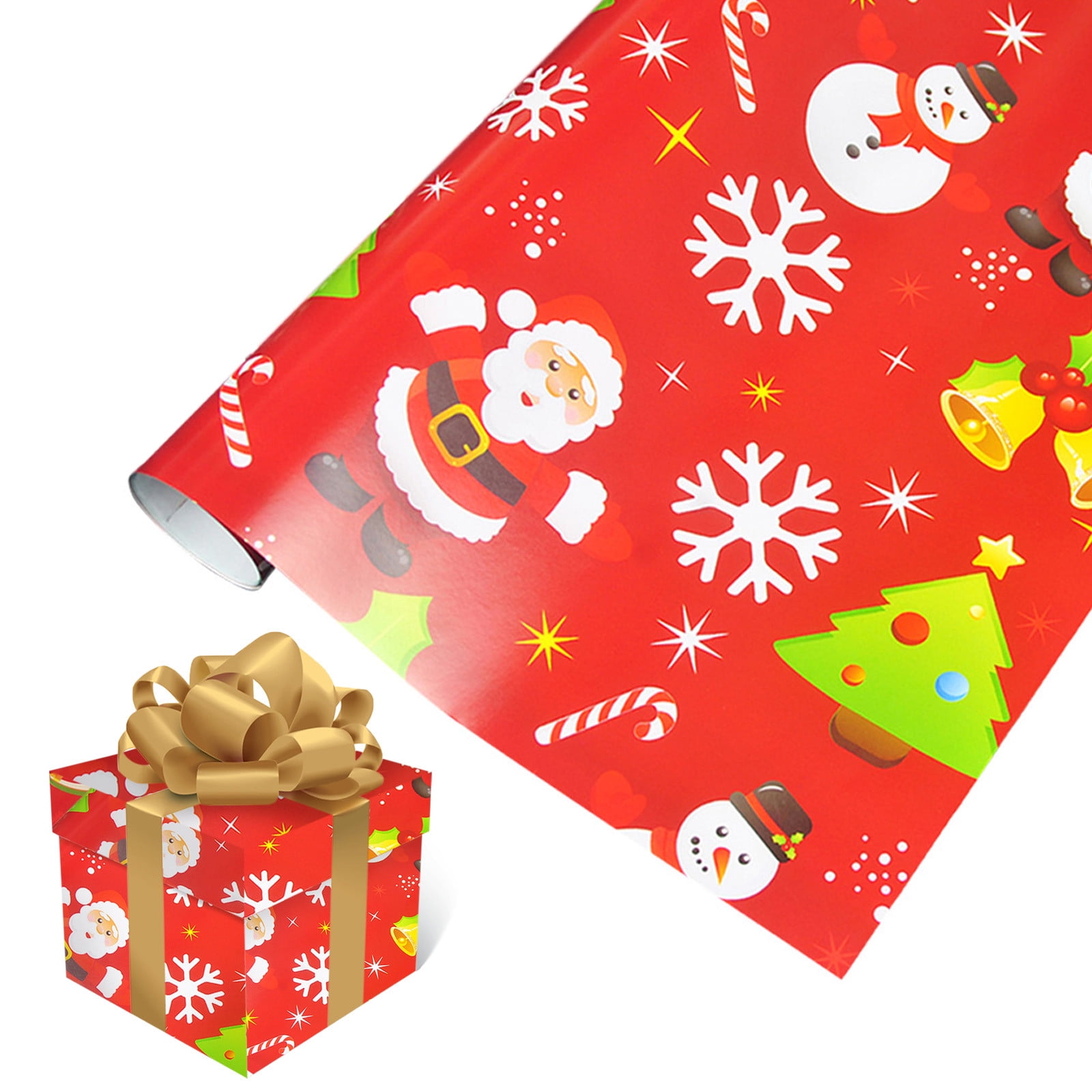 2PCs ( 75cmX51cm, 4.11 Square Feet)Single-sided Christmas Wrapping Paper, Classic Santa Claus ...