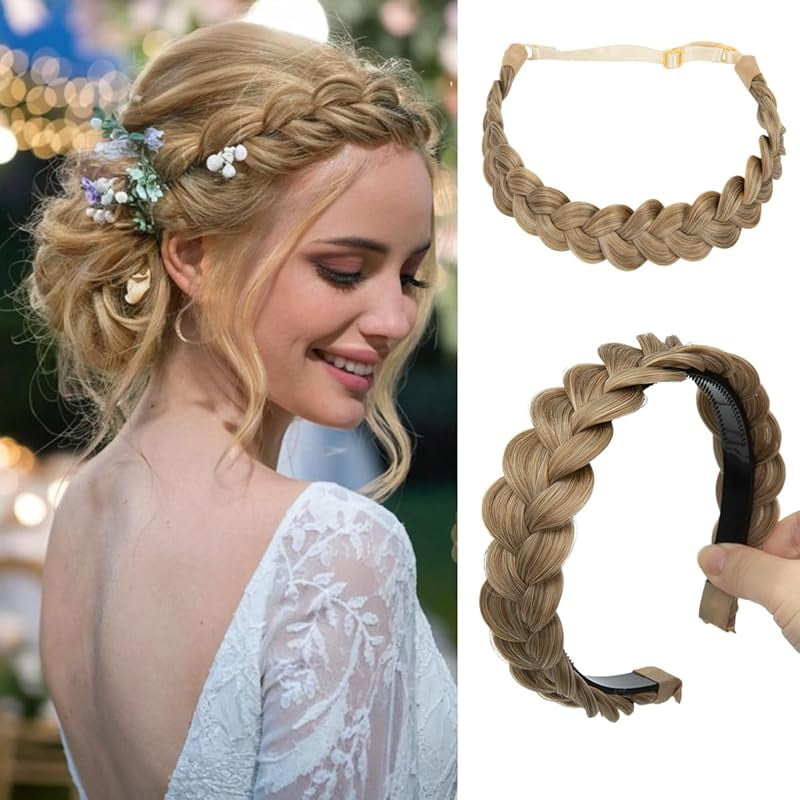 2PCs Braided Headbands Hair Piece for Women Synthetic Hair Hoops Head ...
