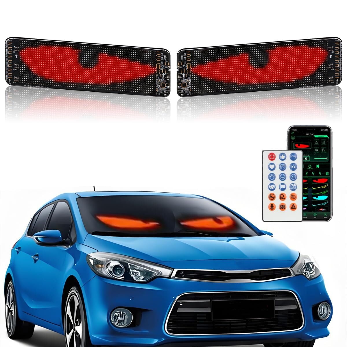 2PCs Devil Eyes Lights for Cars,Ultra-Thin Flexible LED Display Screen ...