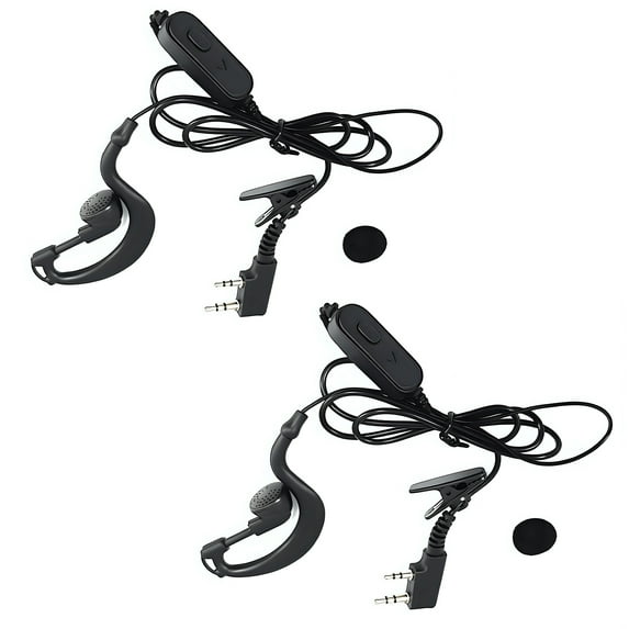 2PCs K Type Radio Earpiece Headsets Not Twist Cable Ergonomic Ear ...