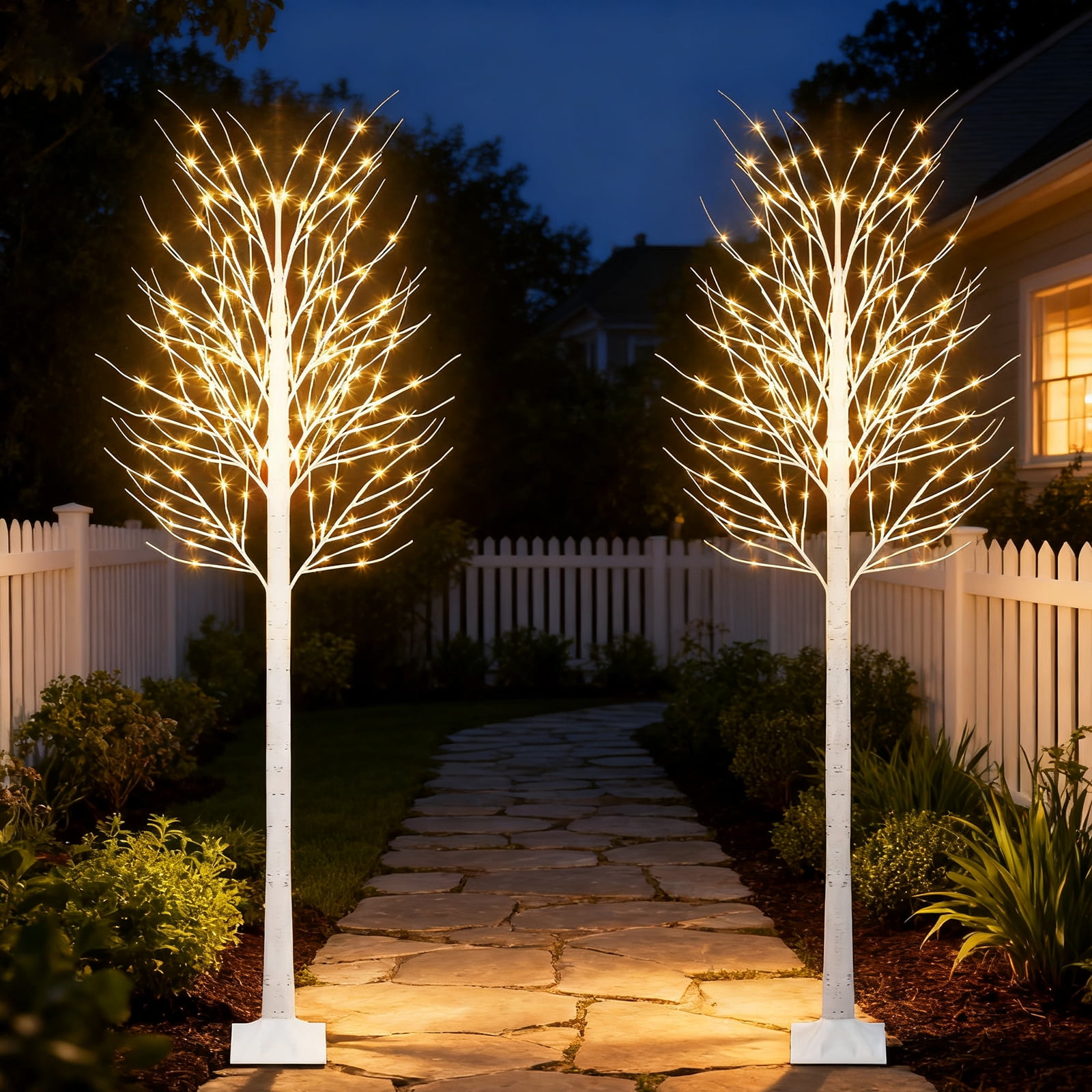 LED Birch Tree Light 4FT White Tabletop Lamp 2PCs with Timer, Lighted ...