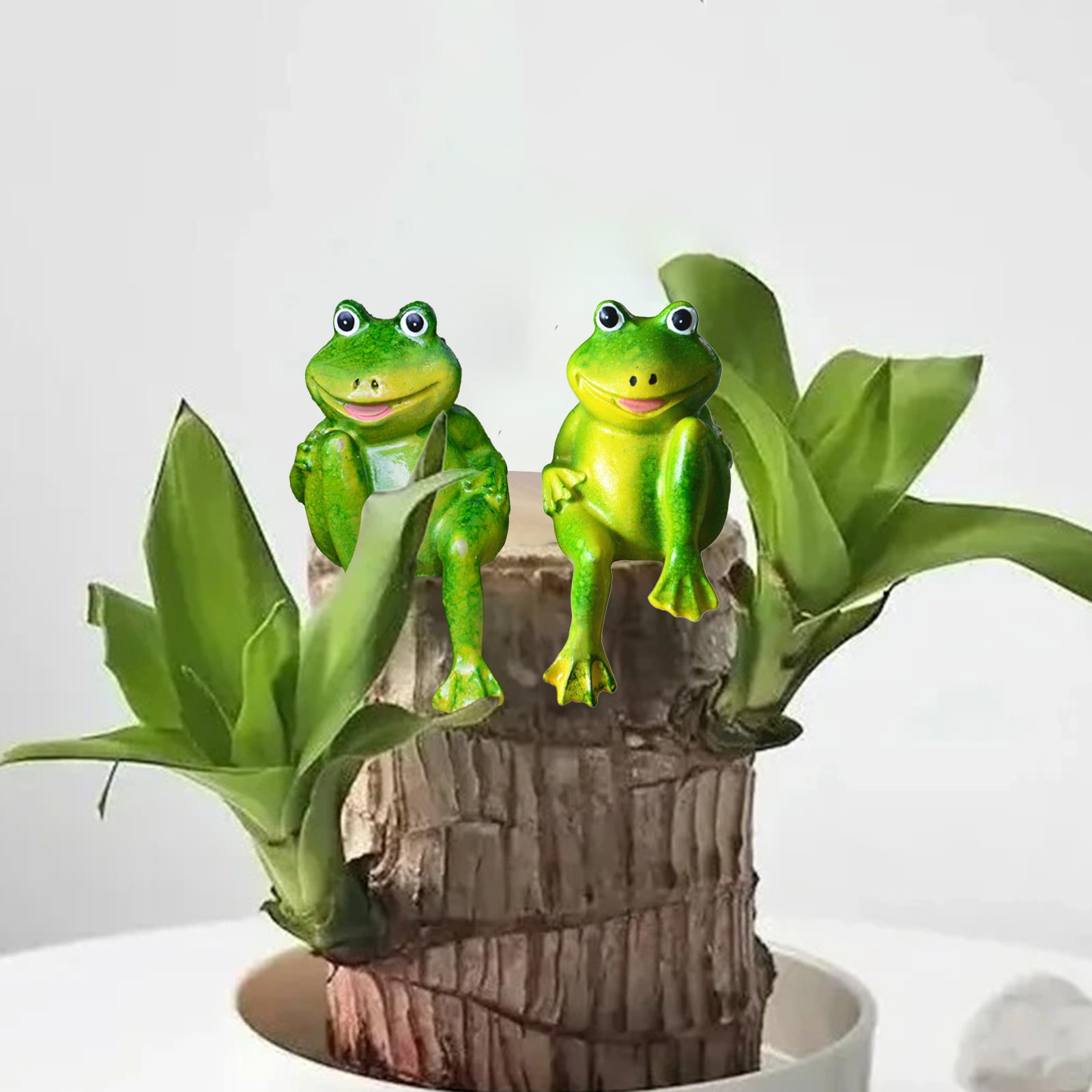 2PCs Resin Frogs Sculpture,Flower Pot Hugger Decor, Sitting Frog ...
