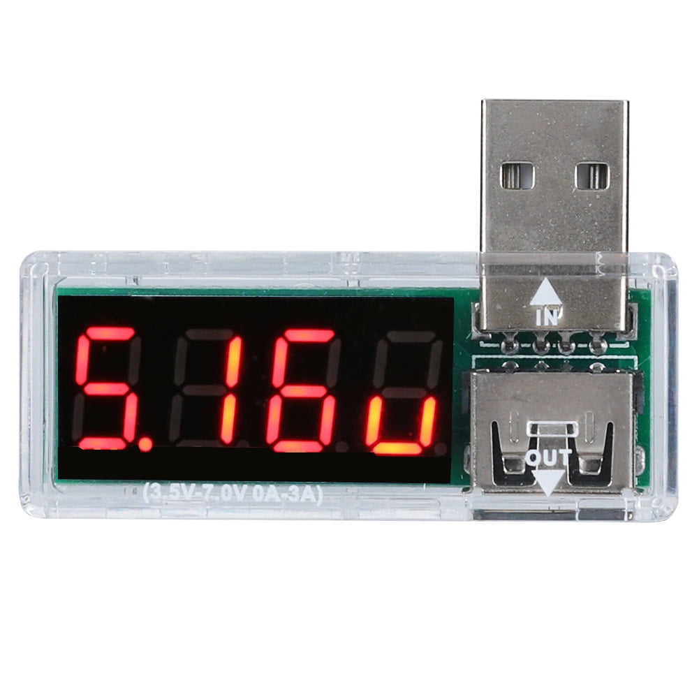 2PCs USB Detector Current Voltage Tester Voltmeter Ammeter Portable for ...