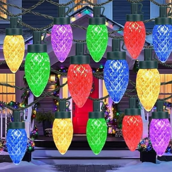 2PK 100LED Multicolor C9 Christmas Lights Waterproof Indoor Outdoor ...