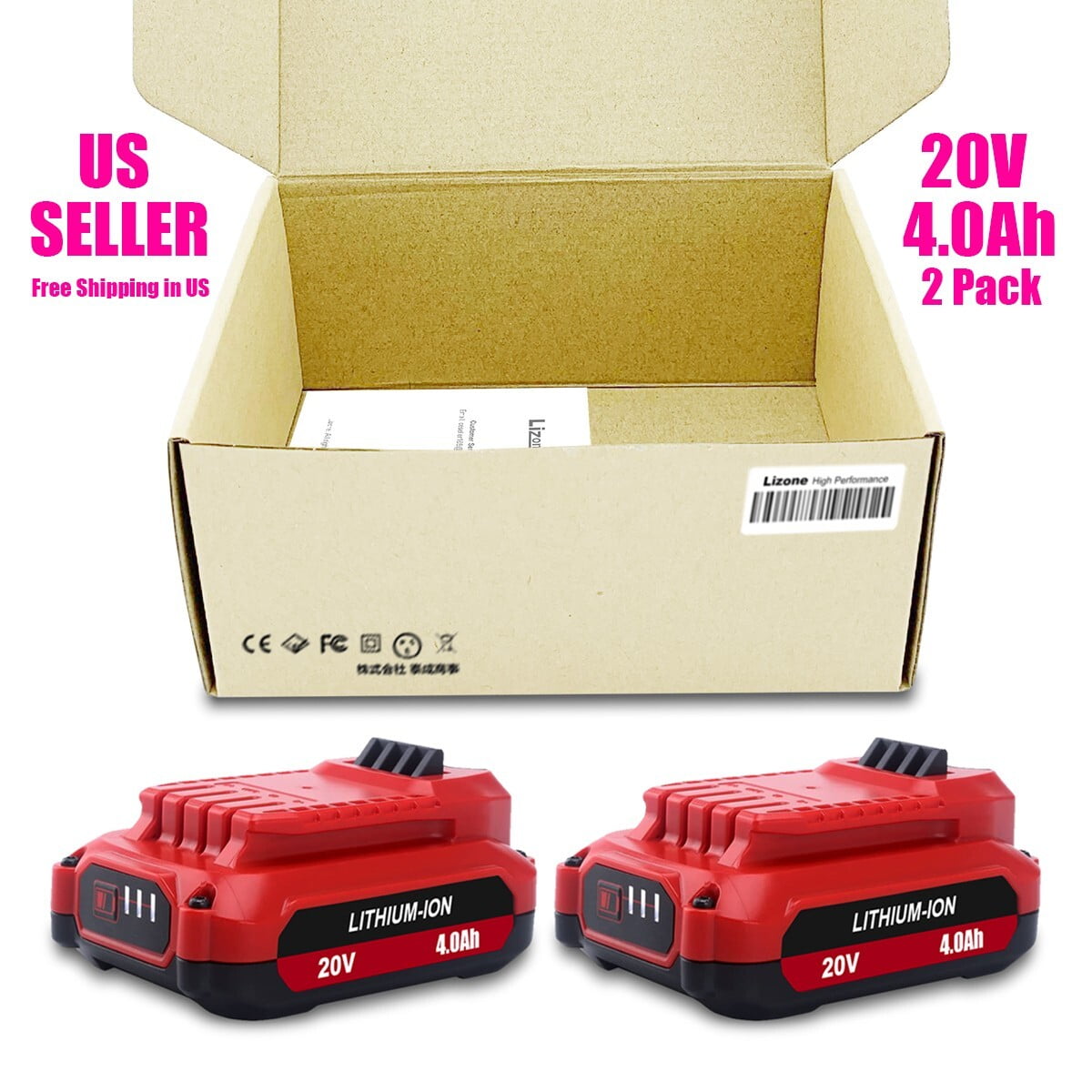 2PK 20V 4.0AH for Craftsman V20 20V Lithium Battery CMCB204 CMCB206 2Ah ...