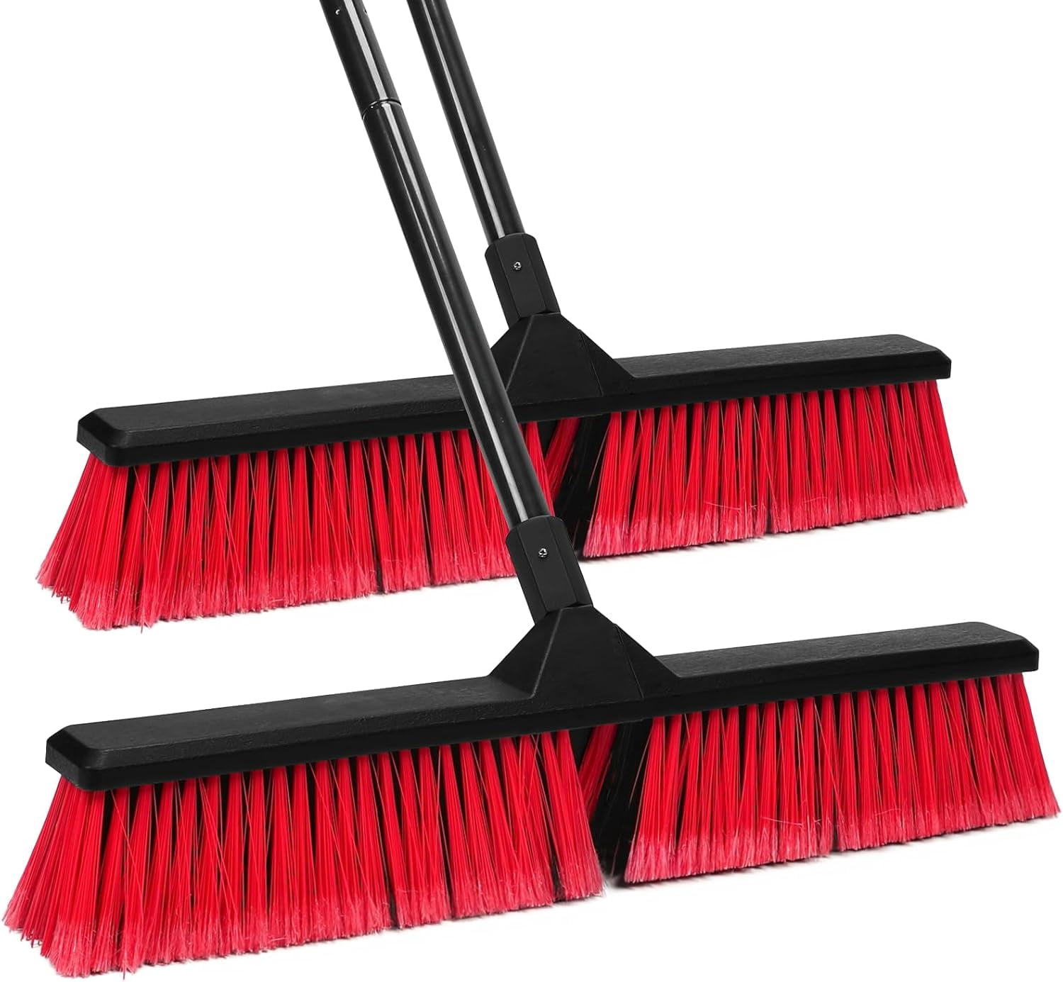 2PK 24" Push Broom Outdoor with 63" Long Handle and Stiff Bristles ...