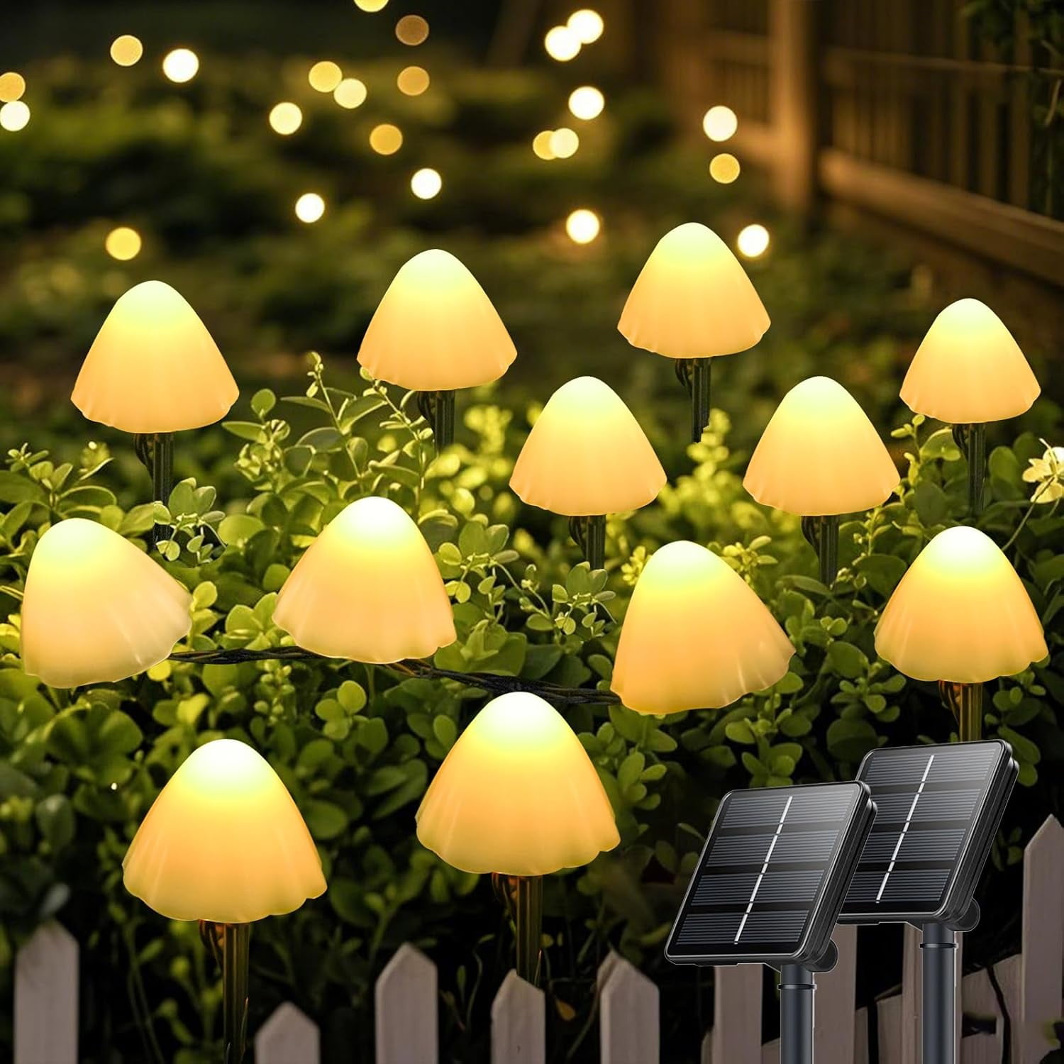 2PK 32LED 55FT Mushroom Solar Lights Outdoor Waterproof, LED Solar ...