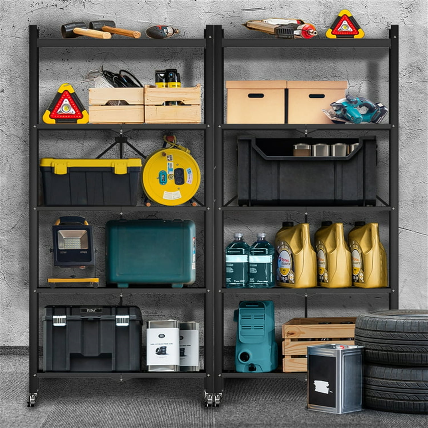 2PK 5-Tier Storage Shelving Unit, Heavy Duty Metal Shelf, Foldable ...