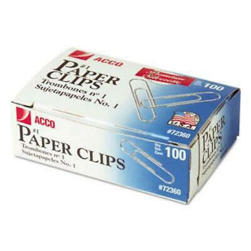 2PK Acco Premium Heavy-Gauge Wire Paper Clips, #1, Smooth, Silver, 100 ...