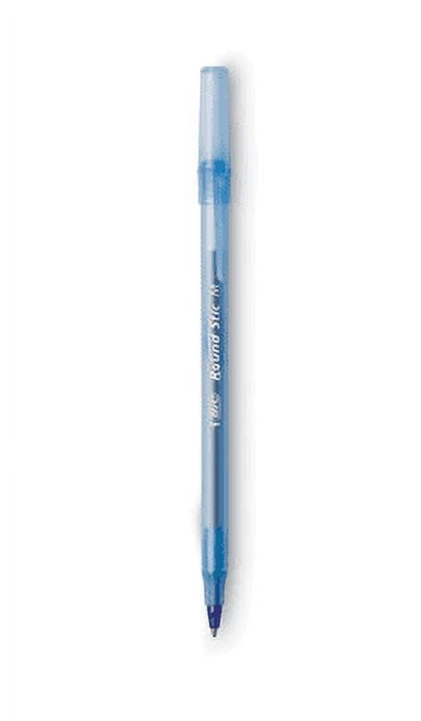 2PK BIC Round Stic Xtra Life Ballpoint Pen Value Pack, Stick, Medium 1 mm, Blue Ink, Translucent ...