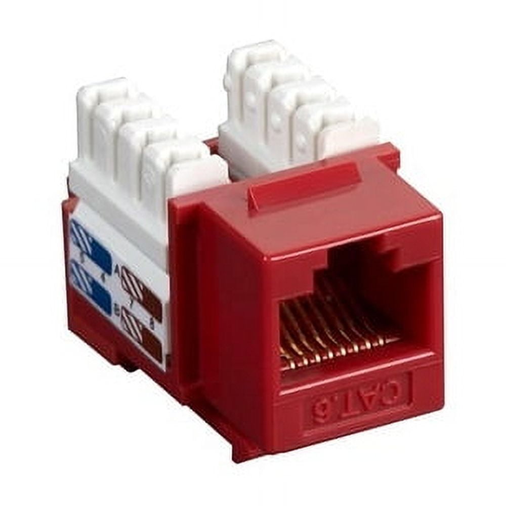 2PK Black Box Cat6 Keystone Jack - Unshielded, Rj45, Red (CAT6JRD ...