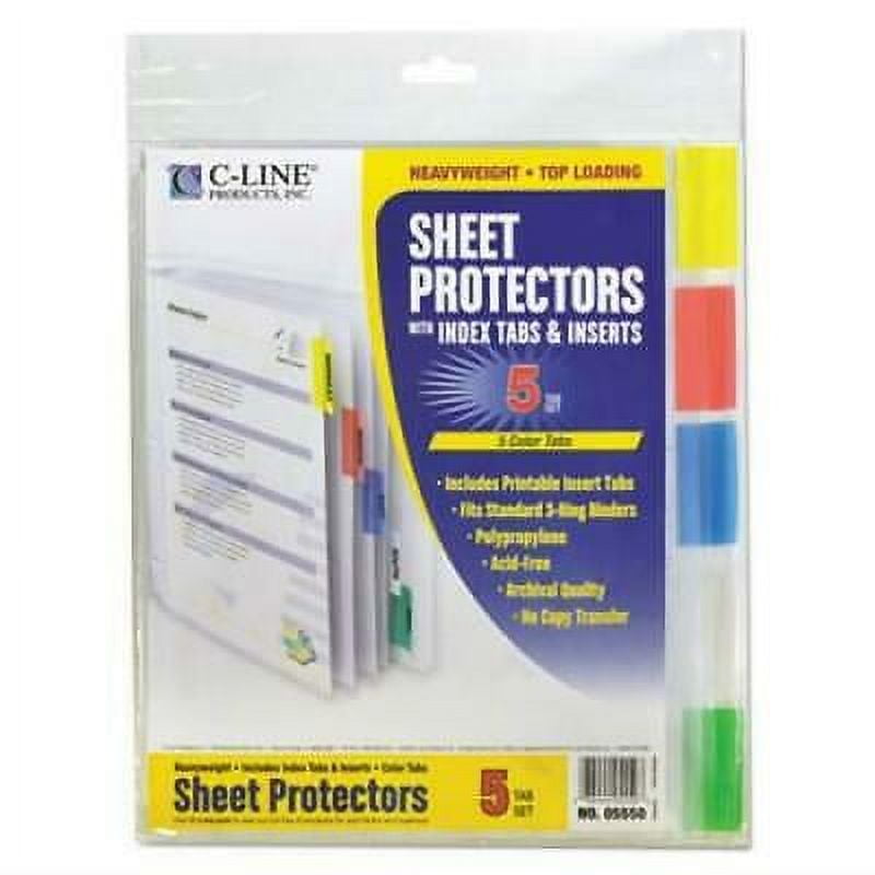 2PK C-Line Sheet Protectors with Index Tabs, Assorted Color Tabs, 2 ...