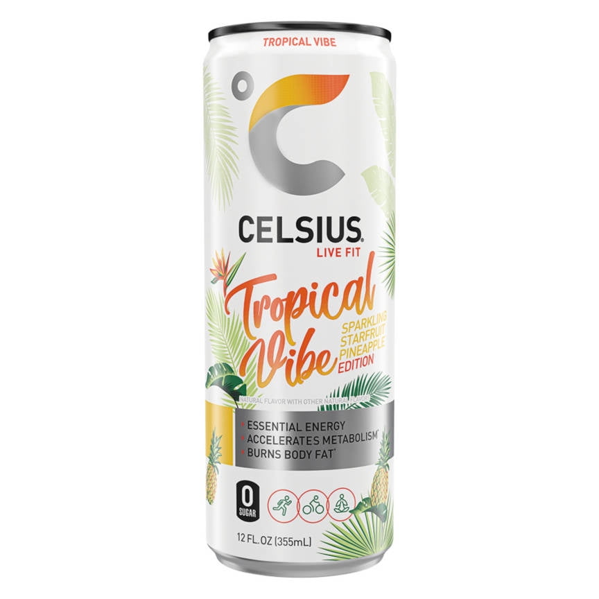 2PK - Celsius Tropical Vibe Starfruit Pineapple Sparkling Energy Drink, 12 fl oz - Walmart.com