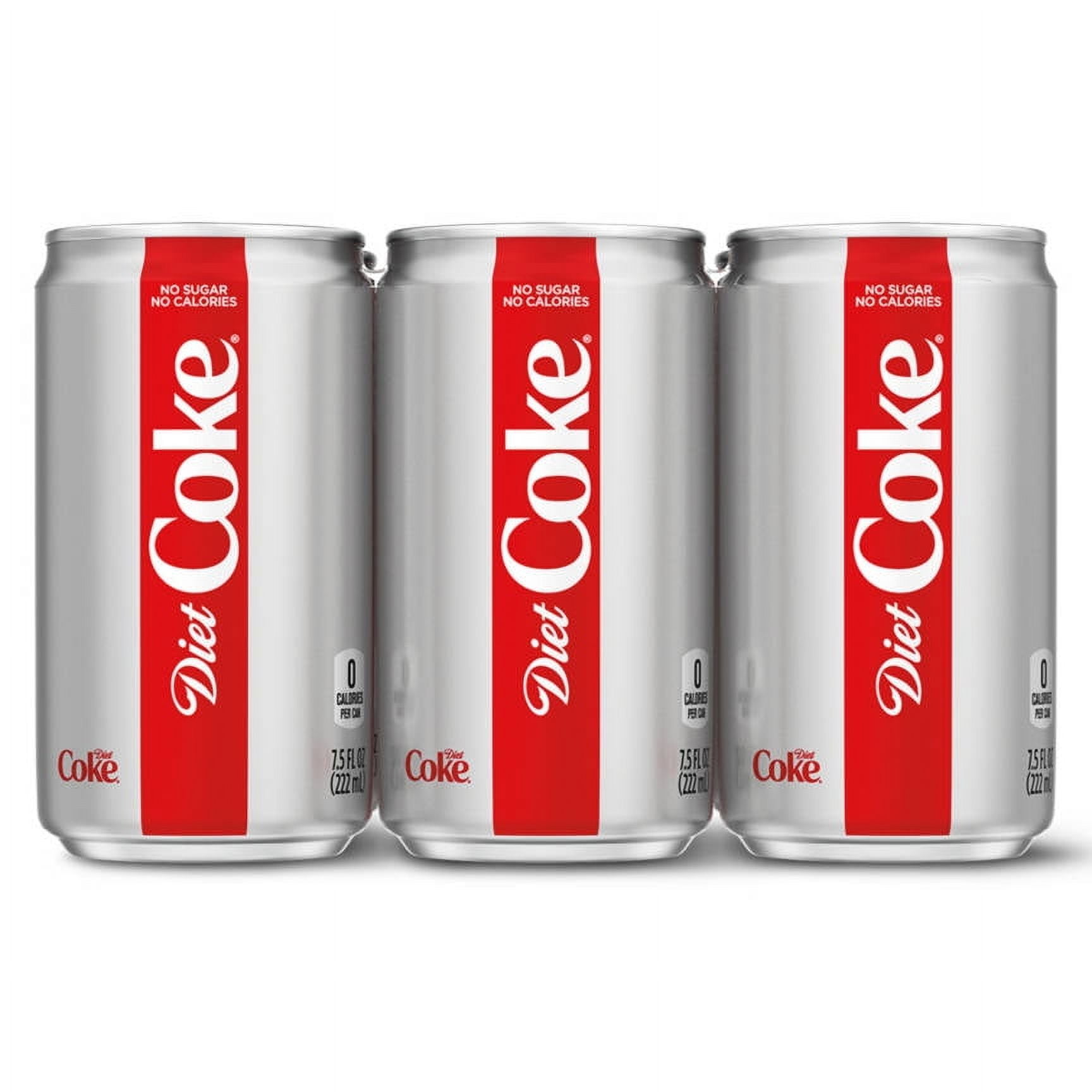 2PK - Coca-Cola Diet Coke Mini Cans - 6 Pack, 7.5 fl oz - Walmart.com