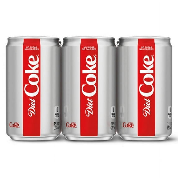 2PK - Coca-Cola Diet Coke Mini Cans - 6 Pack, 7.5 fl oz - Walmart.com