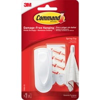 2PK Command Spring Clip - 8 oz (226.8 g) Capacity - Plastic - White - 1 ...