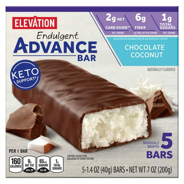 2PK - Elevation Chocolate Coconut Endulgent Advance Bars, 5 count ...