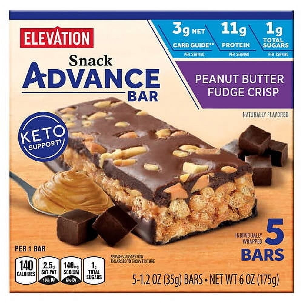 2PK - Elevation Peanut Butter Fudge Crisp Advance Snack Bars, 5 count ...