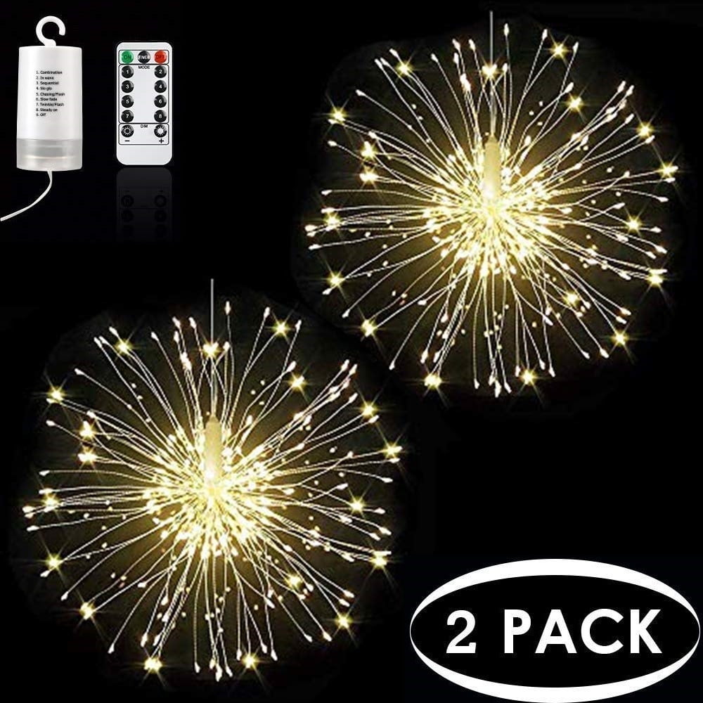 2PK Firework LED String Lights 120LED Copper Wire Strip Fairy Light ...
