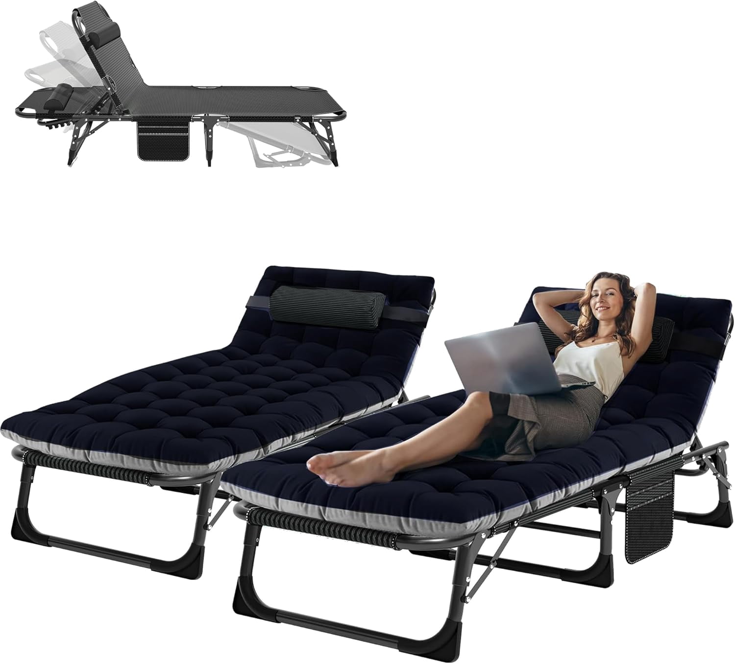 2PK Folding Camping Cot for Adults, Heavy Duty 3-in-1 Bed for Guest ...