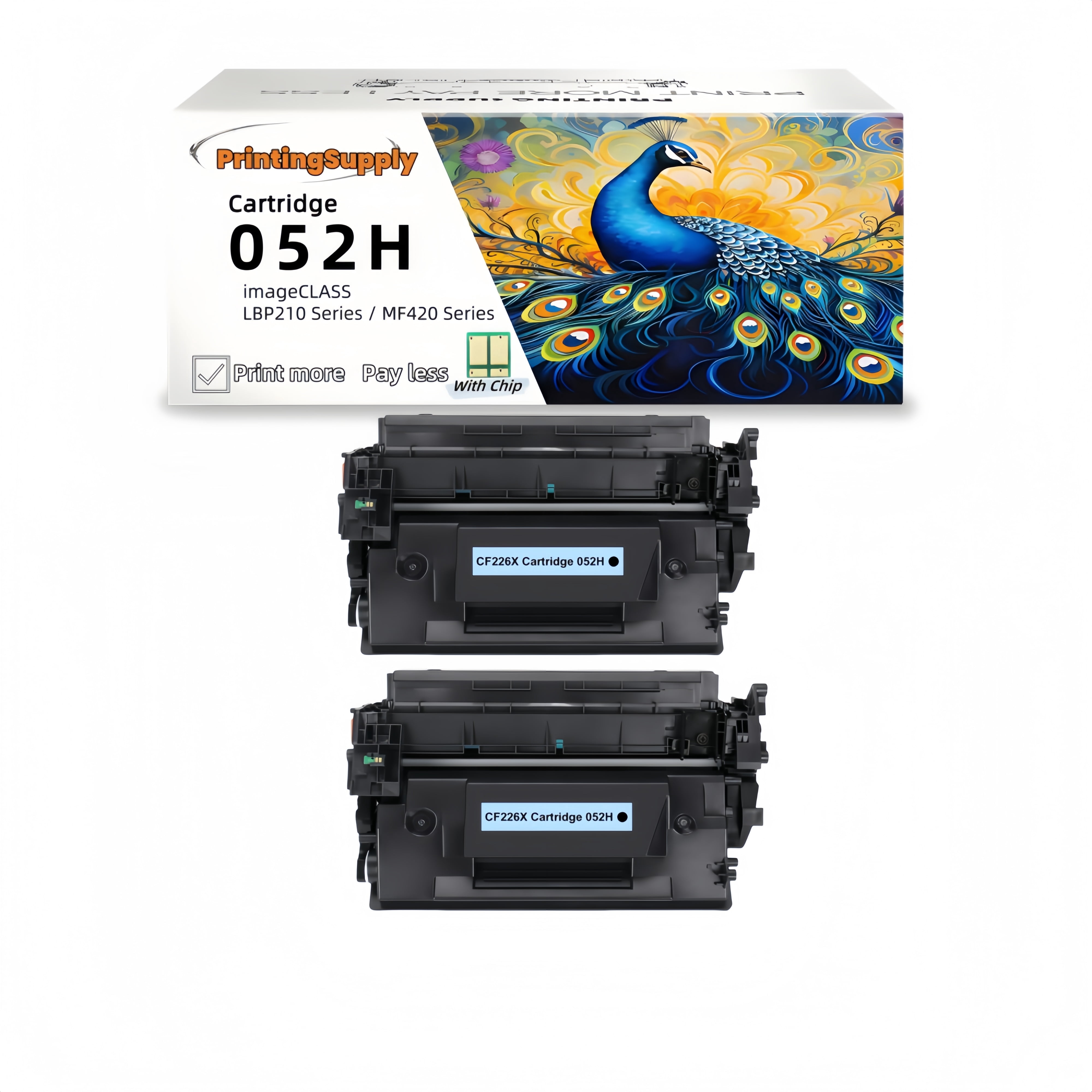 2PK High-Yield Black Toner Cartridge for Canon 052H - Fits LBP214dw ...
