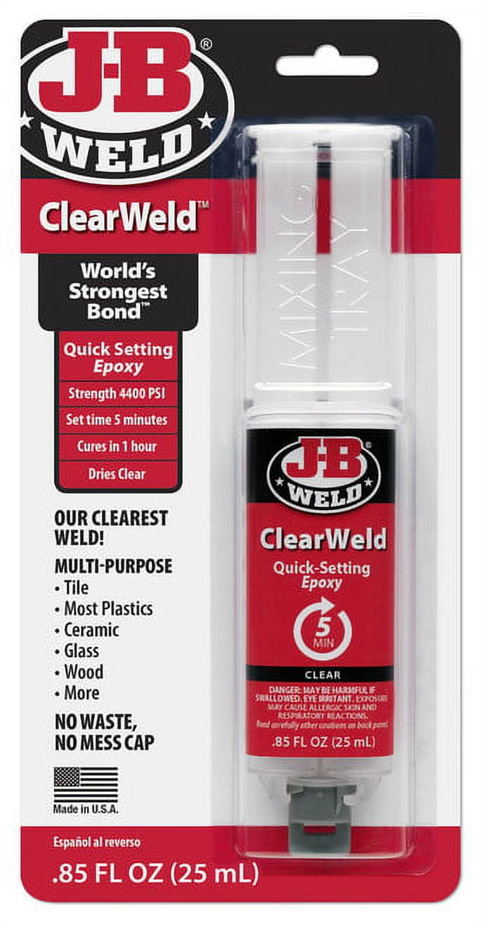 2PK JB Weld 50112 Clear Weld Quick Setting Epoxy 25 Ml - Walmart.com