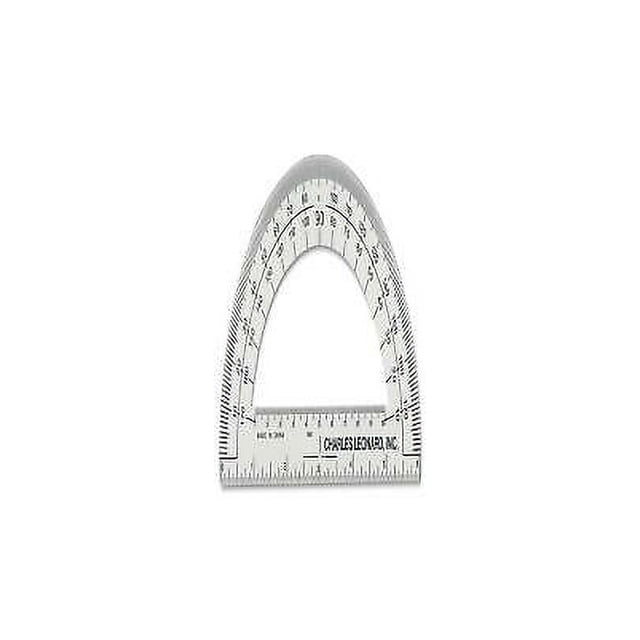 2PK LEO77106 Open Center Protractor, Plastic, 6" Ruler Edge, Clear ...