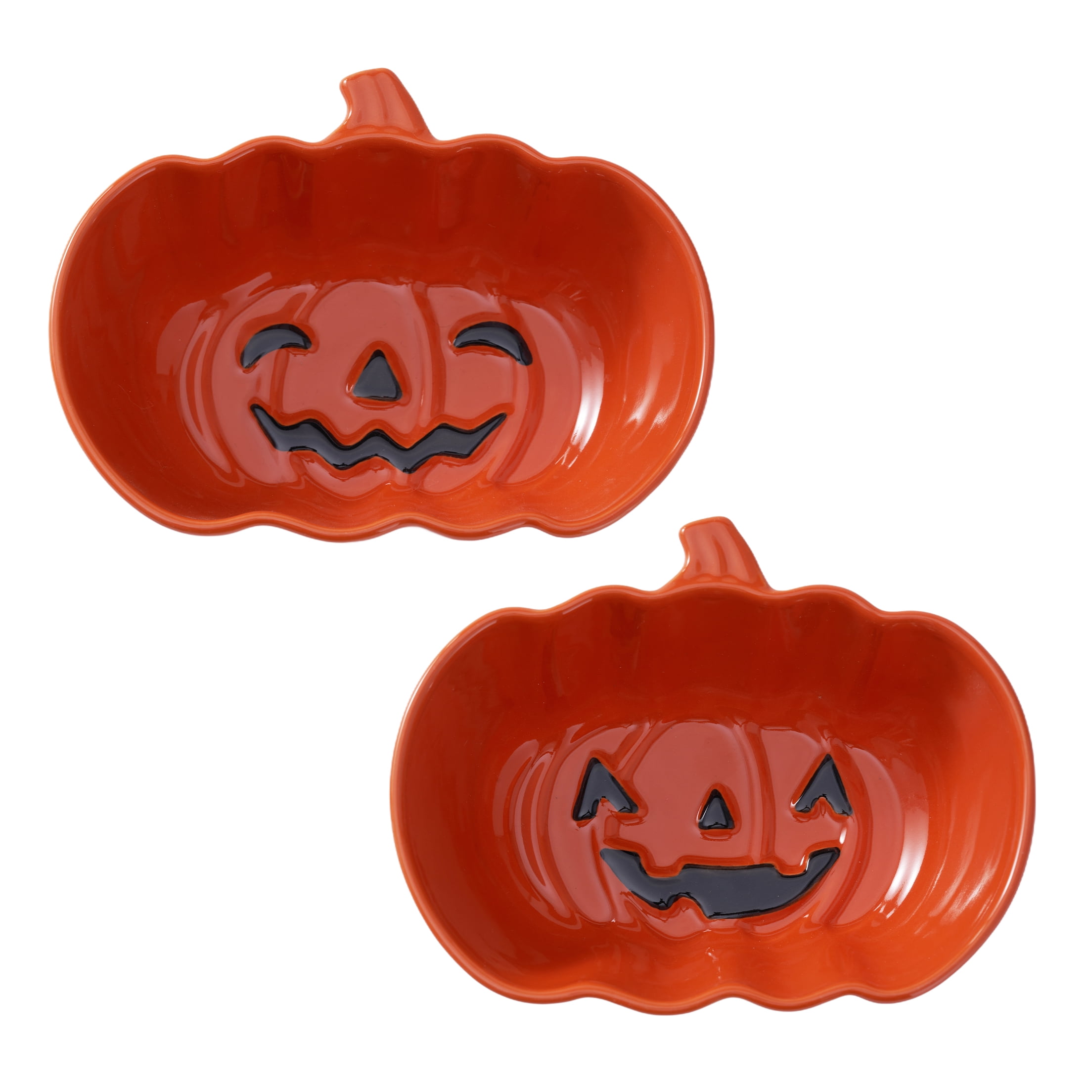 Way to Celebrate Glazed Stoneware Ramekins, Jack-O'-Lantern, 2-Pack ...