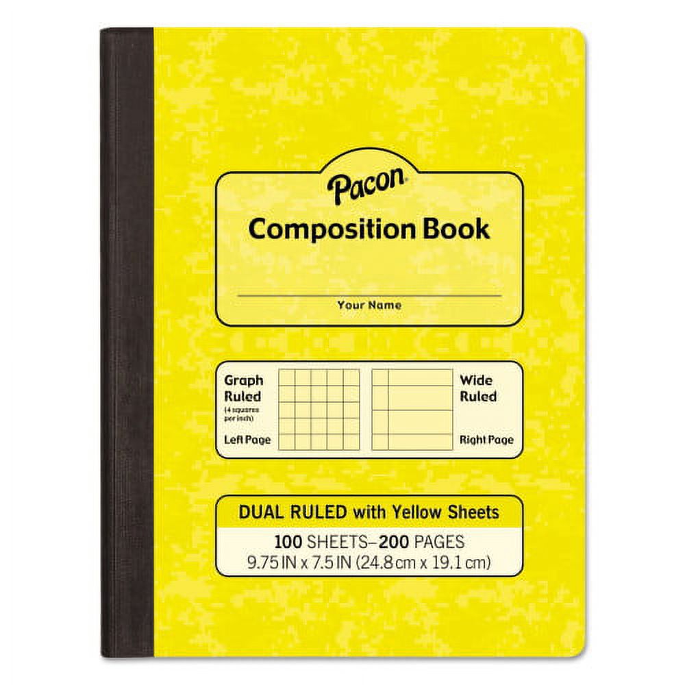 2PK Pacon Composition Book, Wide/Legal Rule, Yellow Cover, 9.75 x 7.5 ...