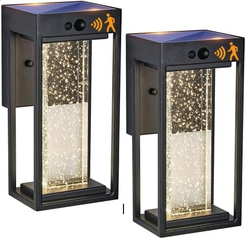 2PK Solar Outdoor Sconces with 3 Modes Motion Sensor Exterior Light ...