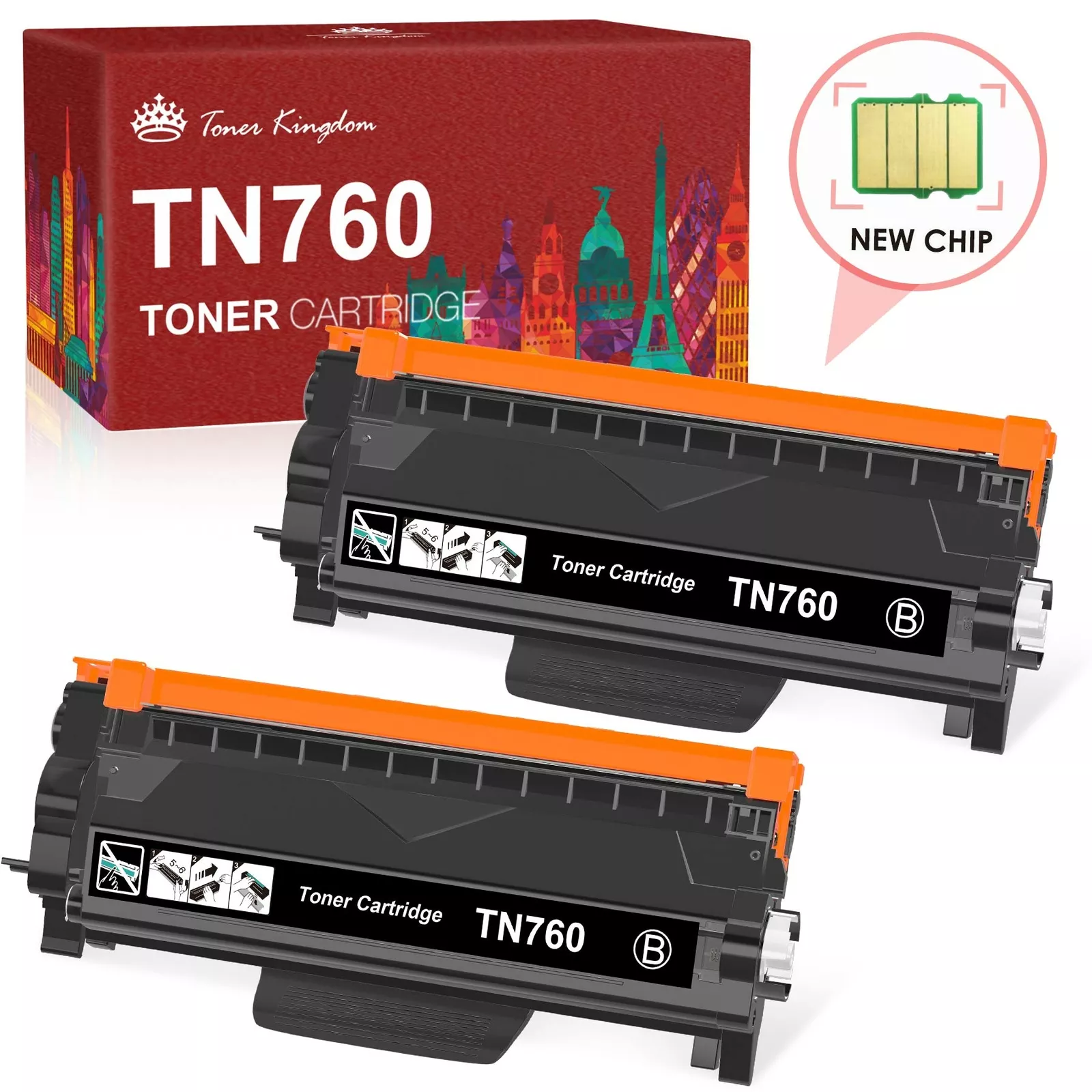 2PK TN760 High Yield 760 Toner Cartridge For Brother HL-L2370DW L2395DW ...