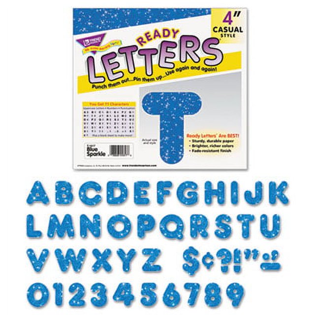 2PK TREND Ready Letters Sparkles Letter Set, Blue Sparkle, 4"h, 71/Set ...