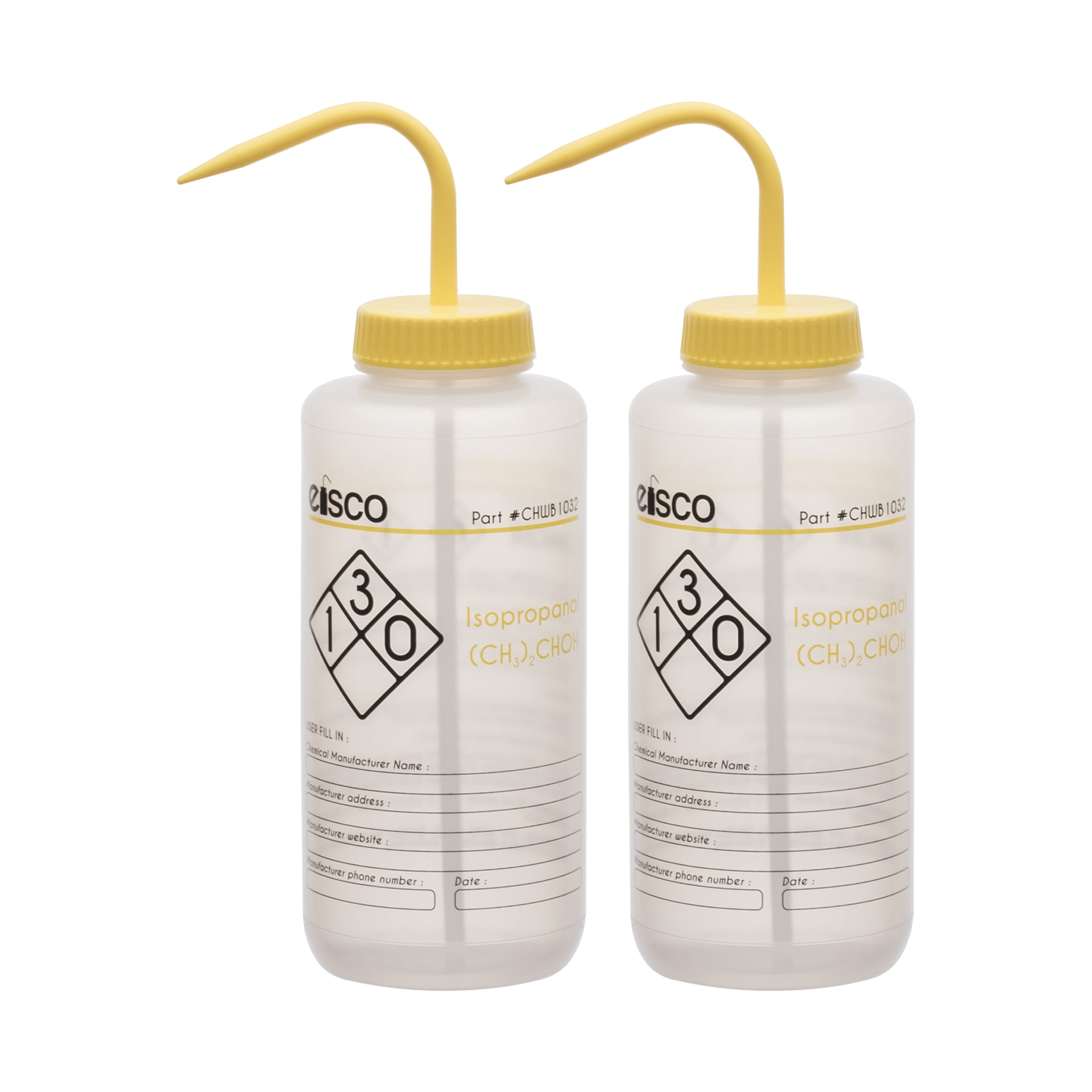 2PK Wash Bottle for Isopropanol, 1000ml - Labeled with Color Coded ...