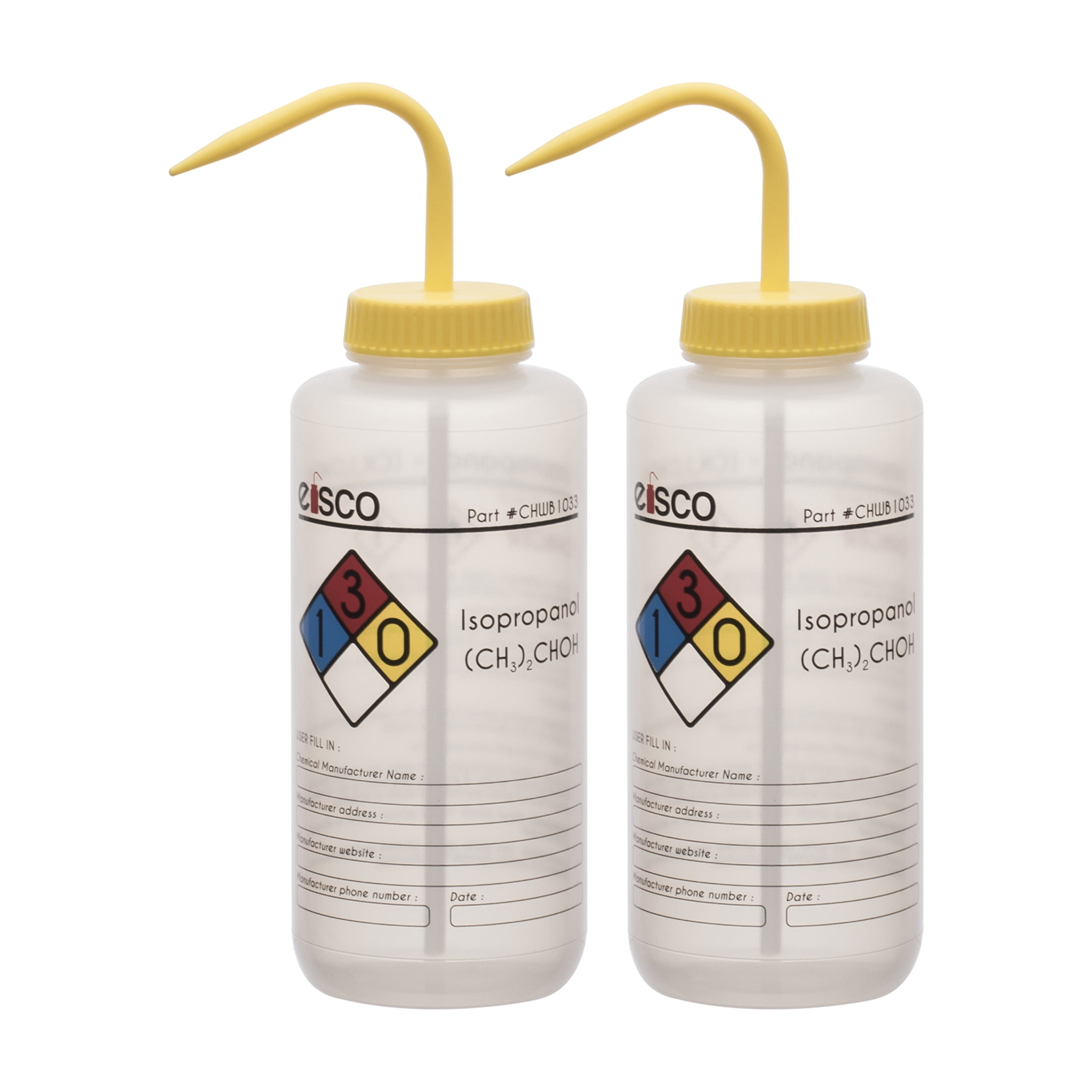 2PK Wash Bottle for Isopropanol, 1000ml - Labeled with Color Coded ...