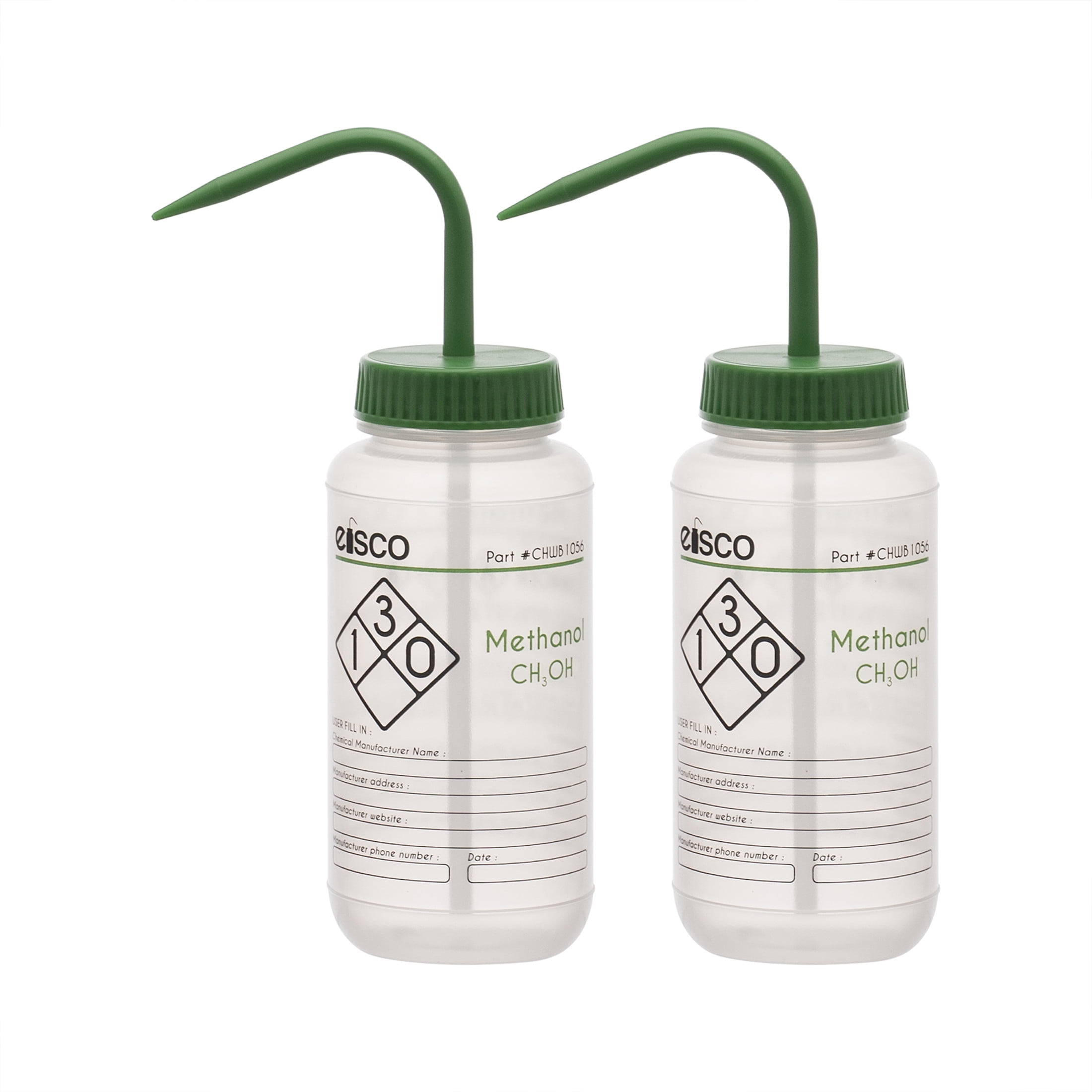 2PK Wash Bottle for Methanol, 500ml - Labeled with Color Coded Chemical ...