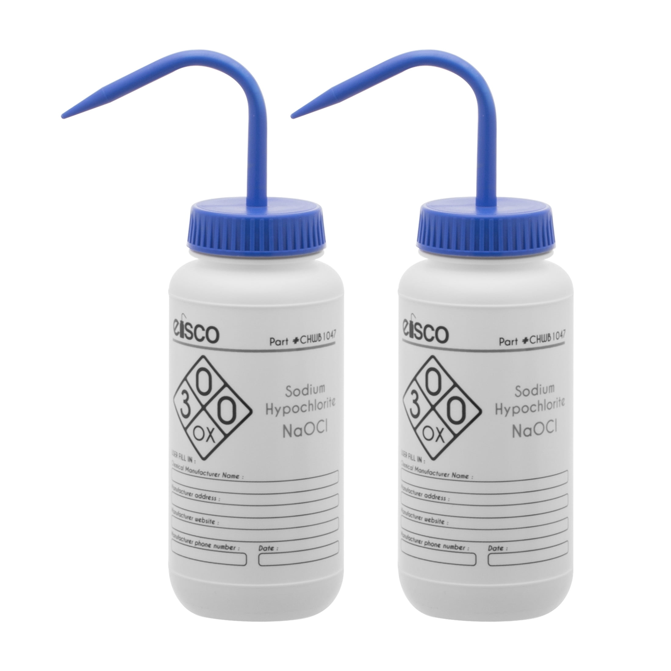 2PK Wash Bottle for Sodium Hypochloride (Bleach), 500ml - Labeled with ...