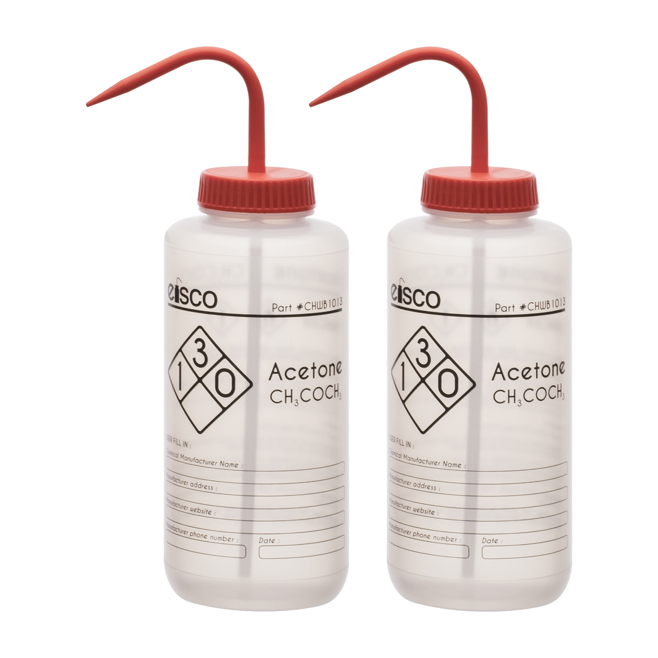 2PK Wash Bottles for Acetone, 1000ml - Labeled with Chemical ...