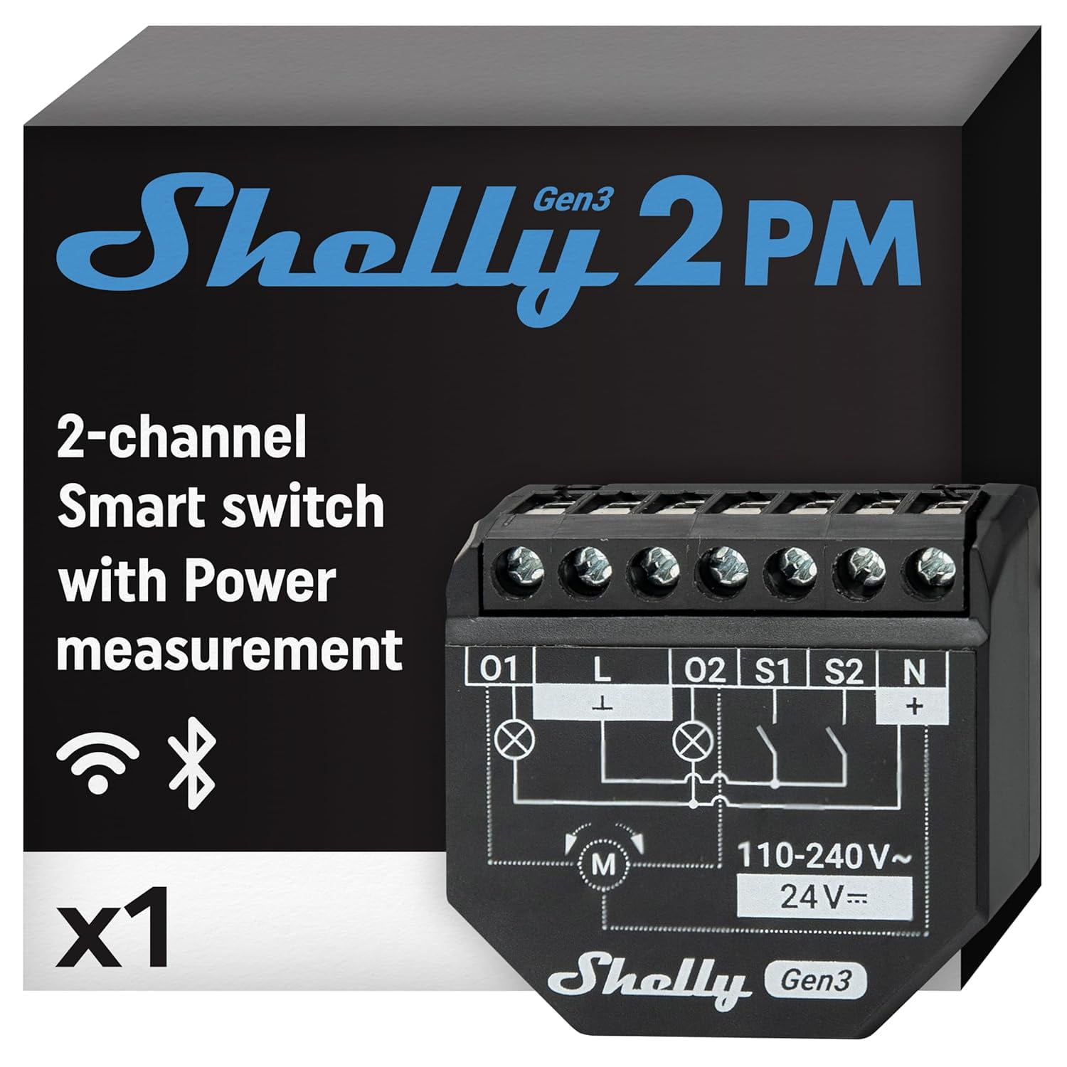 2PM Gen3 | WiFi & Bluetooth 2-Channel Smart Relay Switch with Power ...