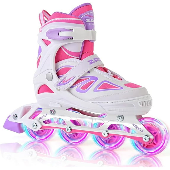 2PM SPORTS Vinal Girls Adjustable Flashing Inline Skates, All Wheels ...