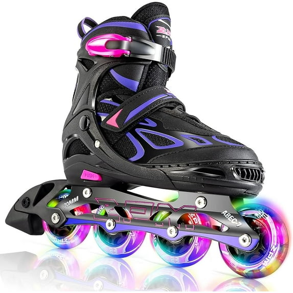 2PM SPORTS Vinal Girls Adjustable Flashing Inline Skates, All Wheels ...
