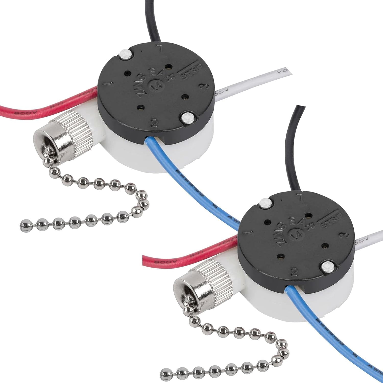 2PS Ceiling Fan Switch Zing Ear ZE-208s E89885 3 Speed 4 Wire Pull ...