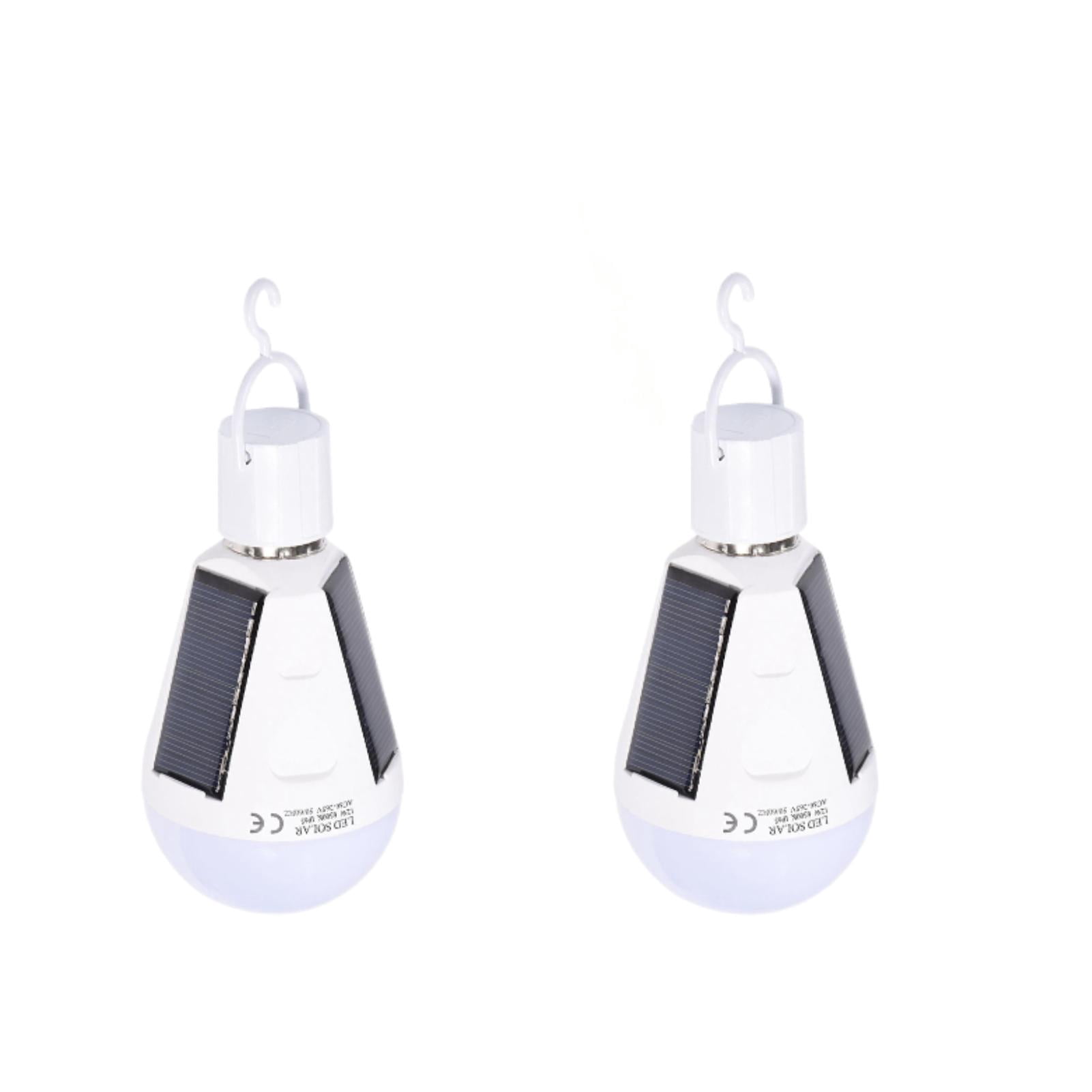 2PSC Solar Panel LED Light Bulb E27 with Ip65 Waterproof Outdoor 6500k ...