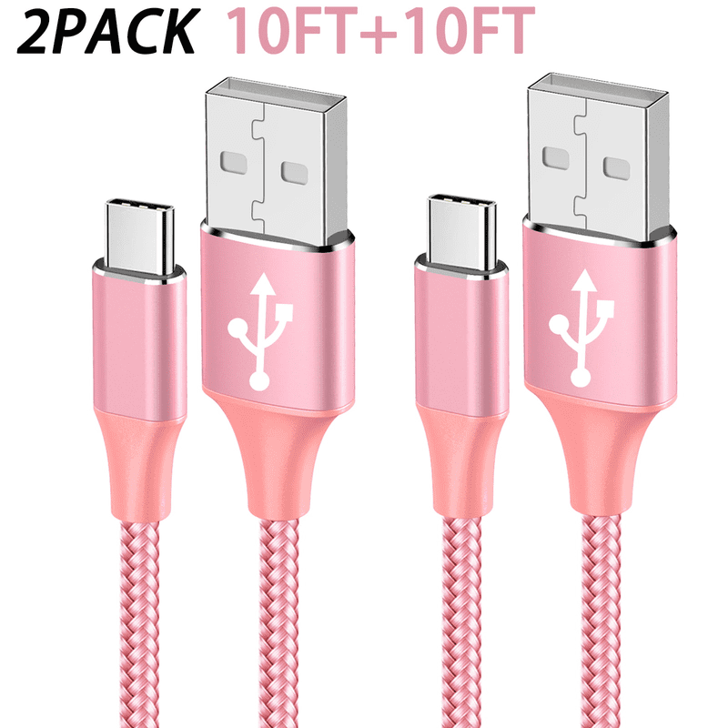 2Pack 10ft Type C Charger, XUDUO USB C Cable Fast Charging Cord Nylon ...